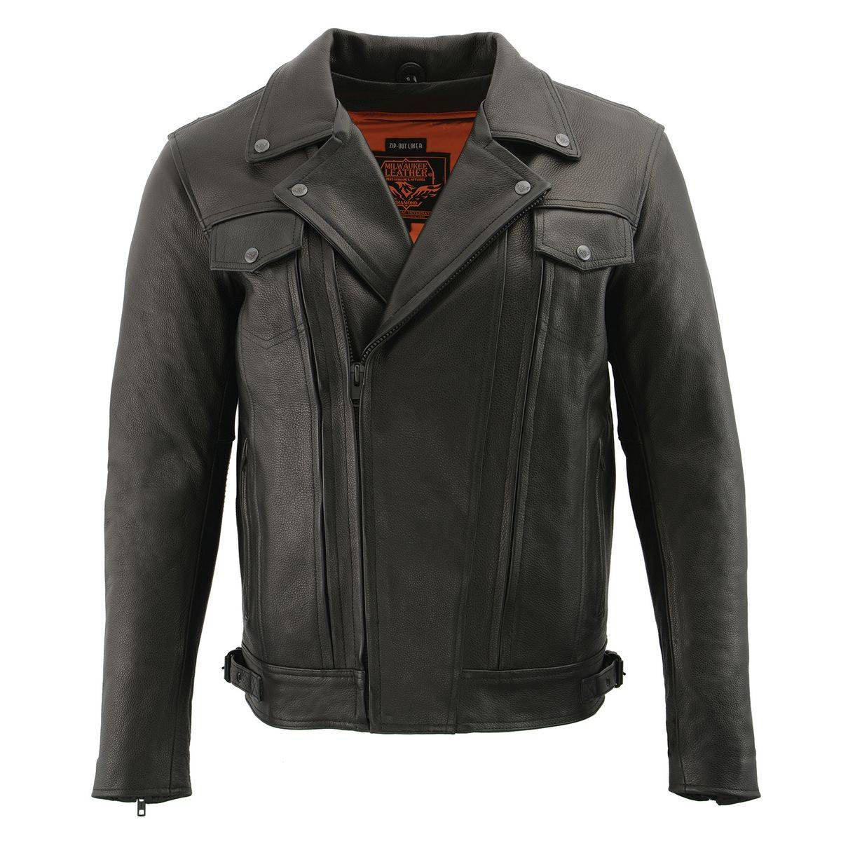 MILWAUKEE LEATHER - MEN'S PISTOL PETE VENTED BLACK LEATHER CRUISER JAC ...